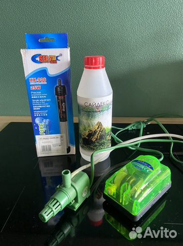 Аквариумный фильтр, нагреватель, компрессор, сайде